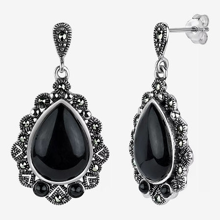Click here for Womens Genuine Black Marcasite Sterling Silver Pea... prices
