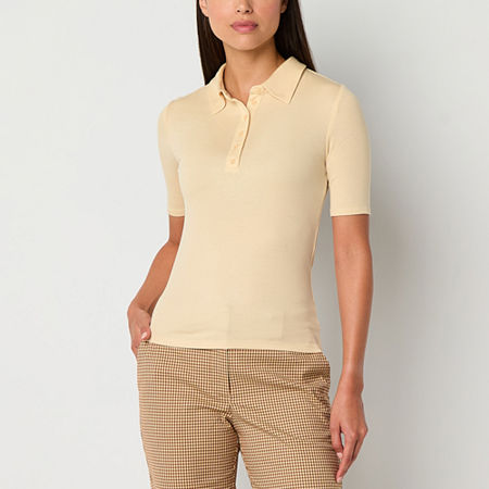Click here for Worthington Womens Y Neck Short Sleeve Polo Shirt... prices