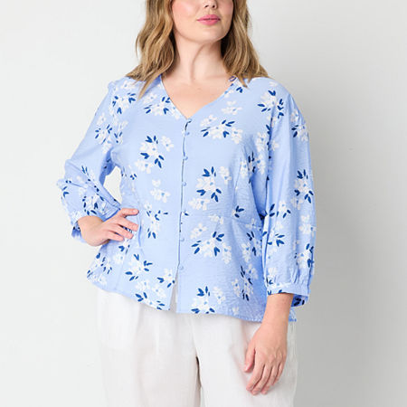 Click here for Liz Claiborne Womens Plus V Neck 3/4 Sleeve Peplum... prices