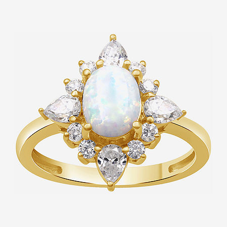 Click here for Womens Lab Created White Opal 14K Gold Over Silver... prices