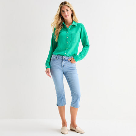 Click here for St. Johns Bay Womens Tall Mid Rise Capri Jean  4 T... prices