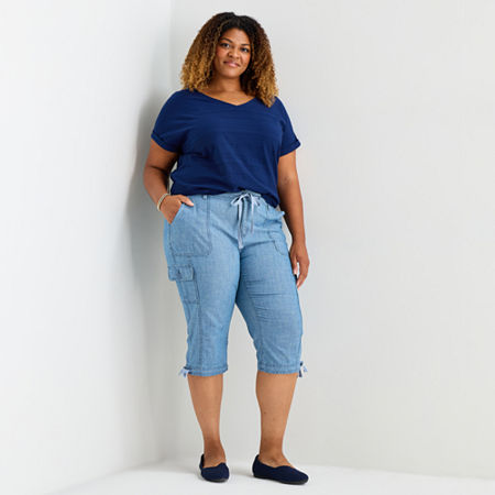 Click here for St. Johns Bay Womens Plus Capri Pant  22w  Blue prices