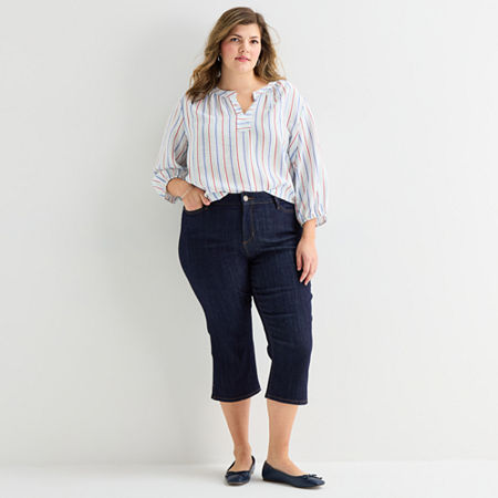 Click here for St. Johns Bay Womens Plus Capri Jean  16w  Blue prices