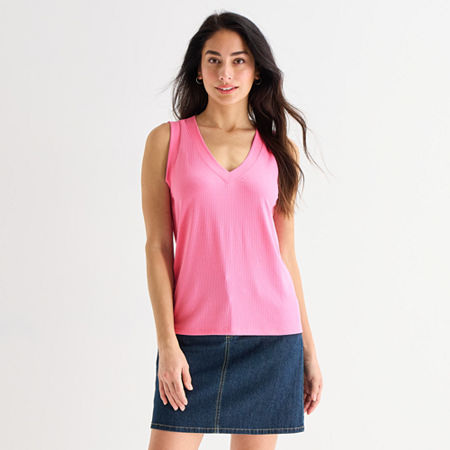 Click here for St. Johns Bay Womens V Neck Sleeveless Blouse  Sma... prices