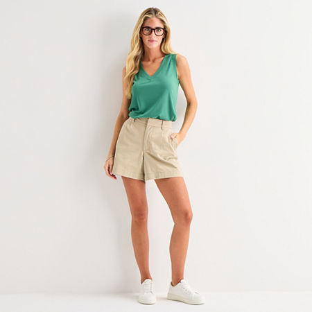 Click here for St. Johns Bay Womens Pleated Short  20  Beige prices