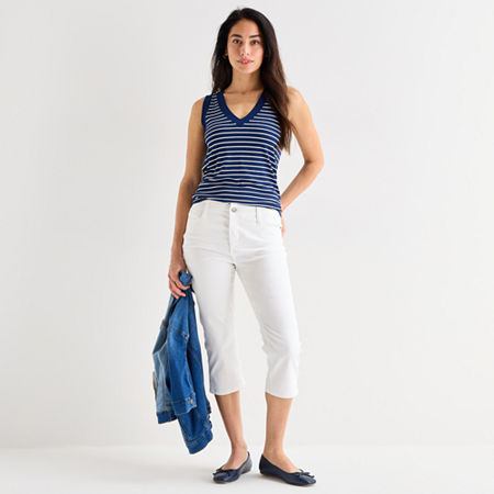 Click here for St. Johns Bay Womens Capri Jean  12 Petite  White prices