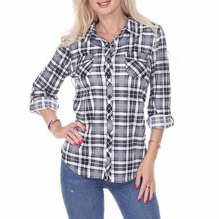 Click here for Womens White Mark Oakley Stretch Plaid Casual Butt... prices