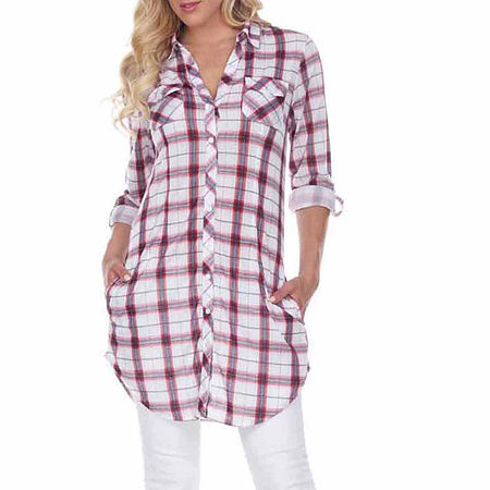 Click here for White Mark Piper Plaid Womens Long Sleeve Tunic To... prices