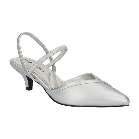 Easy Street Unna Womens Kitten Heel Pumps  7 Medium  Silver