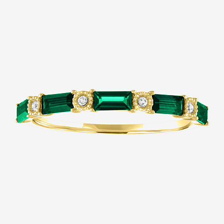 Click here for Diamond Accented 10K Gold Wedding Band with Lab Cr... prices