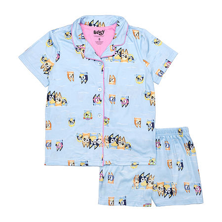 Click here for Little & Big Kid Girls Bluey V-Neck Short Sleeve 2... prices