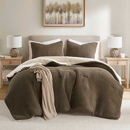 Madison Park Riordan Waffle Knit Chenille 3-Pc. Comforter Set  Full/Queen - Brown