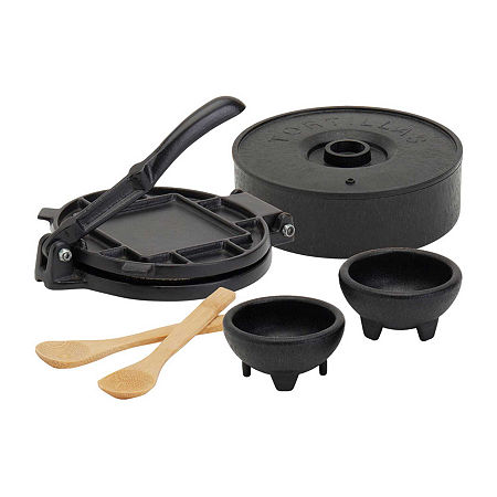 Click here for Infuse 6-Piece Cast Iron Tortilla Press Set - Blac... prices
