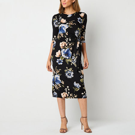 Click here for Robbie Bee Womens 3/4 Sleeve Midi Floral Sheath Dr... prices