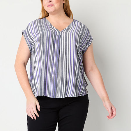 Click here for Liz Claiborne Womens Plus V Neck Short Sleeve Blou... prices