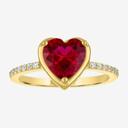 Click here for Womens Lab Created Red Ruby 14K Gold Over Silver H... prices