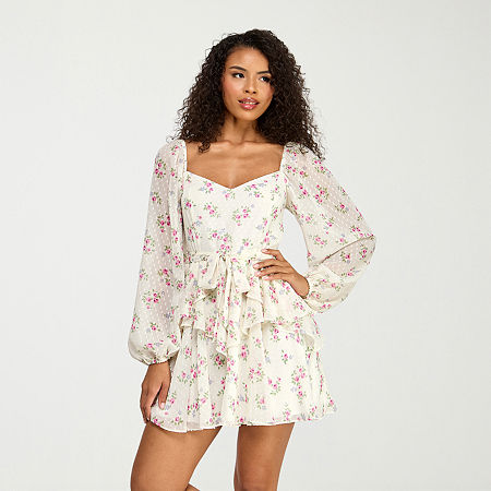 Click here for City Triangle Womens Juniors Long Sleeve Floral Fi... prices