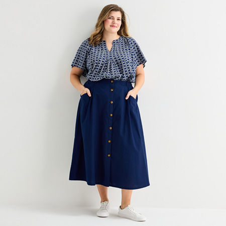 Click here for St. Johns Bay Womens Plus Midi A-Line Skirt  3x  B... prices