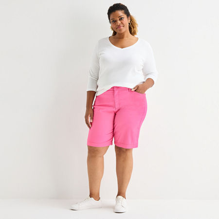 Click here for St. Johns Bay Womens 11 Mid Rise Plus Bermuda Shor... prices