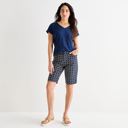 Click here for St. Johns Bay Womens 12 1/4 Bermuda Short  8  Blue prices