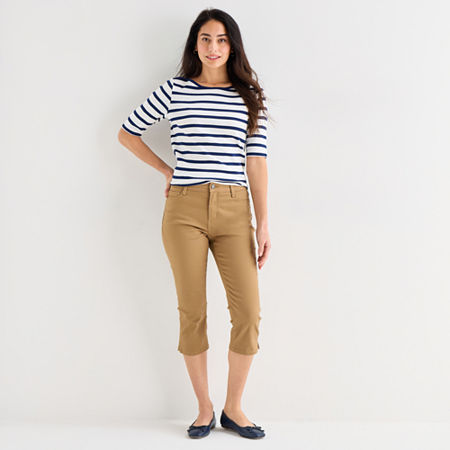 Click here for St. Johns Bay Womens Capri Jean  4 Petite  Beige prices