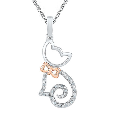 Click here for Womens Diamond-Accent Gold Over SIlver Cat Pendant... prices