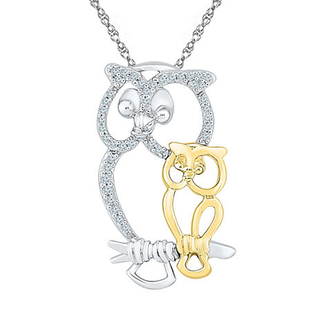 Click here for Mother And Daughter Owl Womens 1/10 CT. T.W. Natur... prices