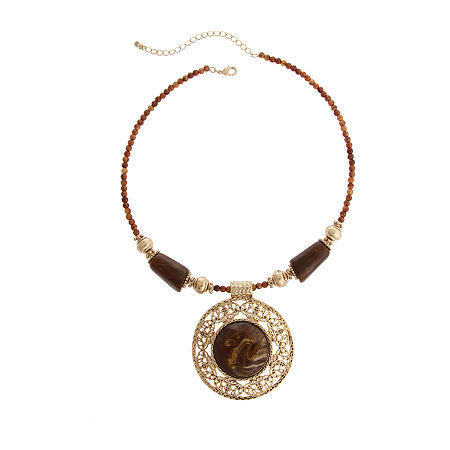 Click here for Mixit Womens Brown 16 Inch Pendant Necklace  One S... prices