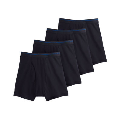 Jockey Cotton Bonus Pack Mens 4 Pack Boxer Briefs, Color: Black - JCPenney