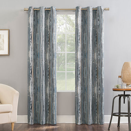 Allegory Abstract Painting Blackout Grommet Curtain Panel - Blue