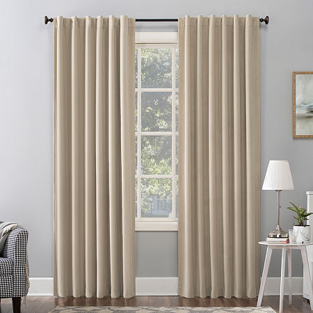 Amherst Velvet Noise Reducing Thermal Extreme 100 Blackout Back Tab Curtain Panel - Ecru