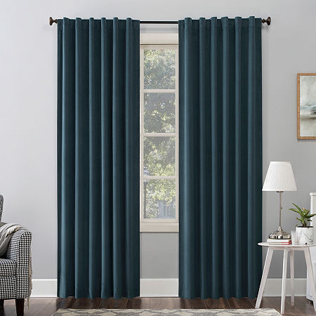 Amherst Velvet Noise Reducing Thermal Extreme 100 Blackout Back Tab Curtain Panel - Teal