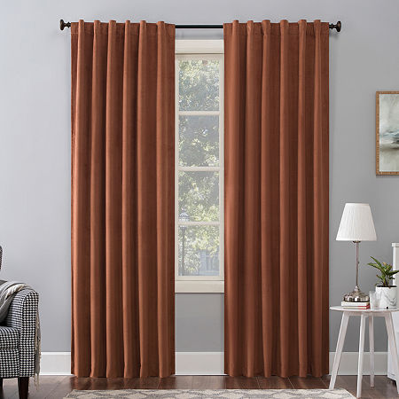 Amherst Velvet Noise Reducing Thermal Extreme 100 Blackout Back Tab Curtain Panel - Terracotta