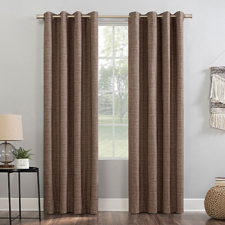 Kline Burlap Weave Thermal Extreme 100 Blackout Grommet Curtain Panel - Russet