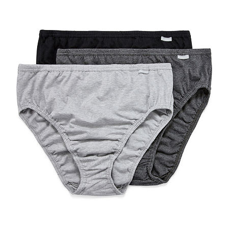 Jockey Elance French Cut 3 Pack Underwear 1485 1487  Extended Sizes - Grey Heather/Charcoal Grey Heather/Black