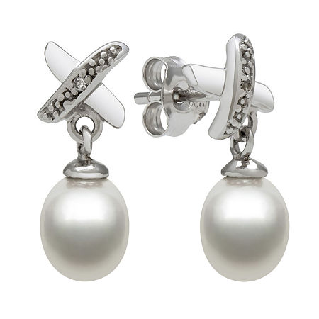 Click here for Sterling Silver Cultured Freshwater Pearl and Diam... prices