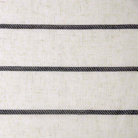Twill Stripe Anti-Dust Linen Blend Sheer Cafe Curtain Pair - Black