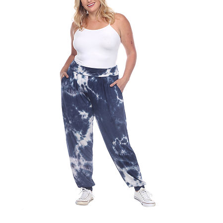 Click here for White Mark Plus Size Tie Dye Harem Pants - Navy prices