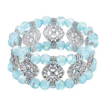 Click here for 1928 Silver Tone Womens Blue Stretch Bracelet  One... prices
