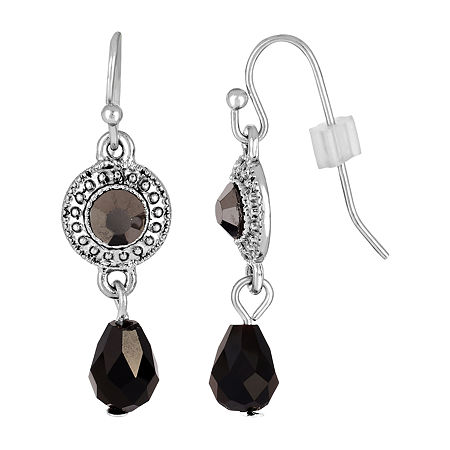 Click here for 1928 Silver Tone Womens Gray Crystal Drop Earrings... prices