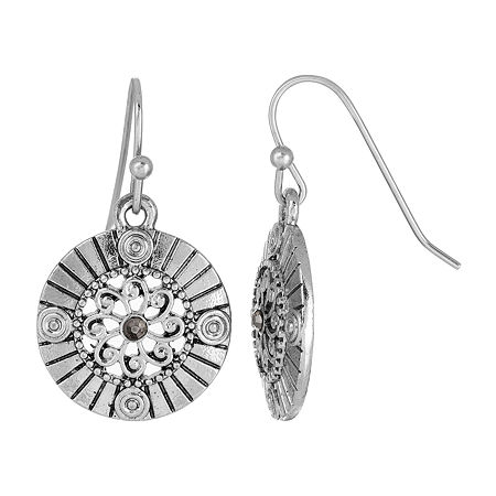 Click here for 1928 Silver Tone Womens Gray Crystal Drop Earrings... prices