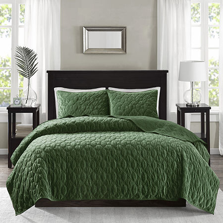 Madison Park Harper Quilted Velvet 3-Pc. Quilt Set  King/California King - Green