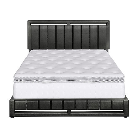 Boyd Sleep Belle Upholstered Platform Bed with Headboard  Mattress Foundation with Strong 14 Wood Slat Supports  No Box Spring Required - Black