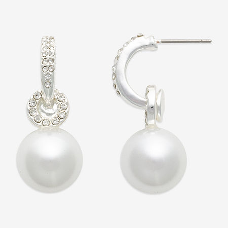 Click here for Mixit Womens White Simulated Pearl Round Drop Earr... prices