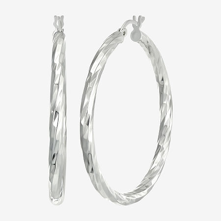 Click here for Womens Sterling Silver 40mm Round Hoop Earrings  O... prices