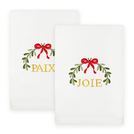 Click here for Linum Home Christmas Mistletoe Paix Joie Embroider... prices