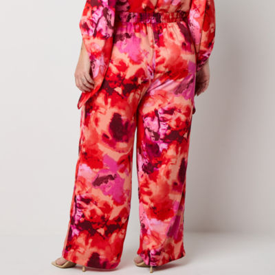 Bold Elements-Plus Womens High Rise Wide Leg Pull-On Pant, Color: Water ...