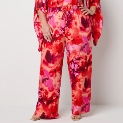 Bold Elements-Plus Womens High Rise Wide Leg Pull-On Pant, Color: Water ...