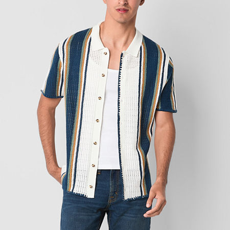 Click here for Arizona Mens Open Knit Short Sleeve Sweater Polo... prices