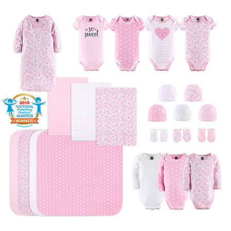 The Peanutshell Baby Girls Newborn Layette Gift Set for Girls  Shower Gift Essentials  Pink  White - White/pink/gold/purple